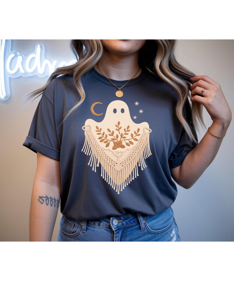 Boho Ghost PNG: Halloween Macrame Clipart - Moon & Stars (digital ...
