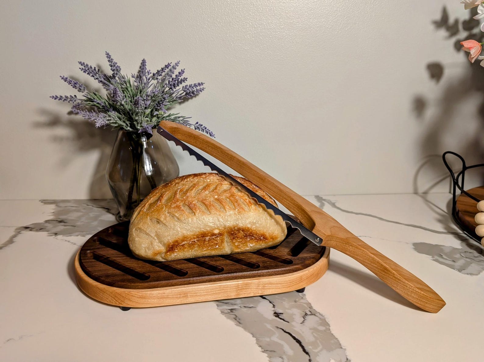 Artisan Wooden Bread Board Set | Crumb Tray, Bow Knife & Board Butter ...