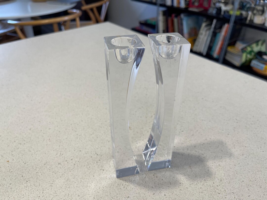 Kiss Candle Holders, MODERNIST NAMBE Vintage Clear Glass Candlesticks ...