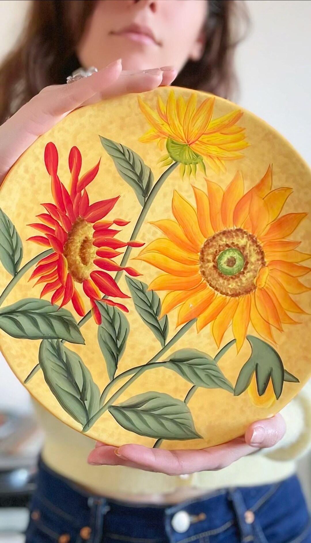 Bella Casa Ganz Hand-painted Sunflower Ceramic Plate 11" | Vibrant ...