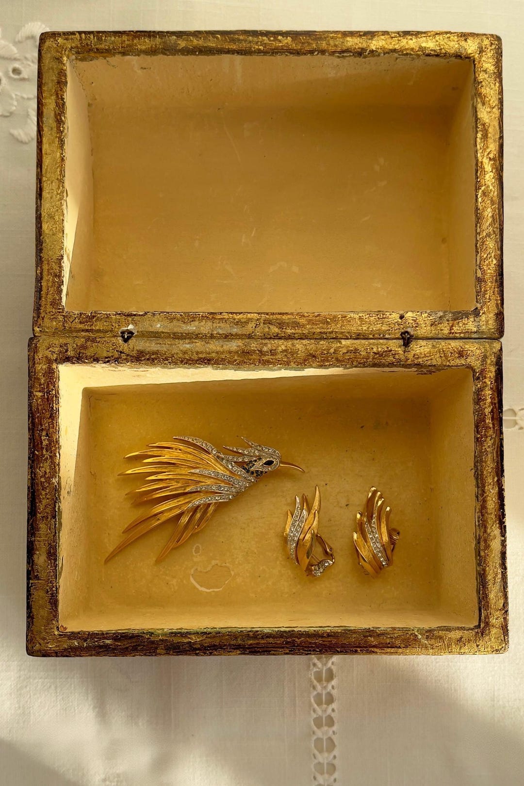 Rare Signed Marcel Boucher Bird Vintage Brooch & Earrings Set - Gold ...