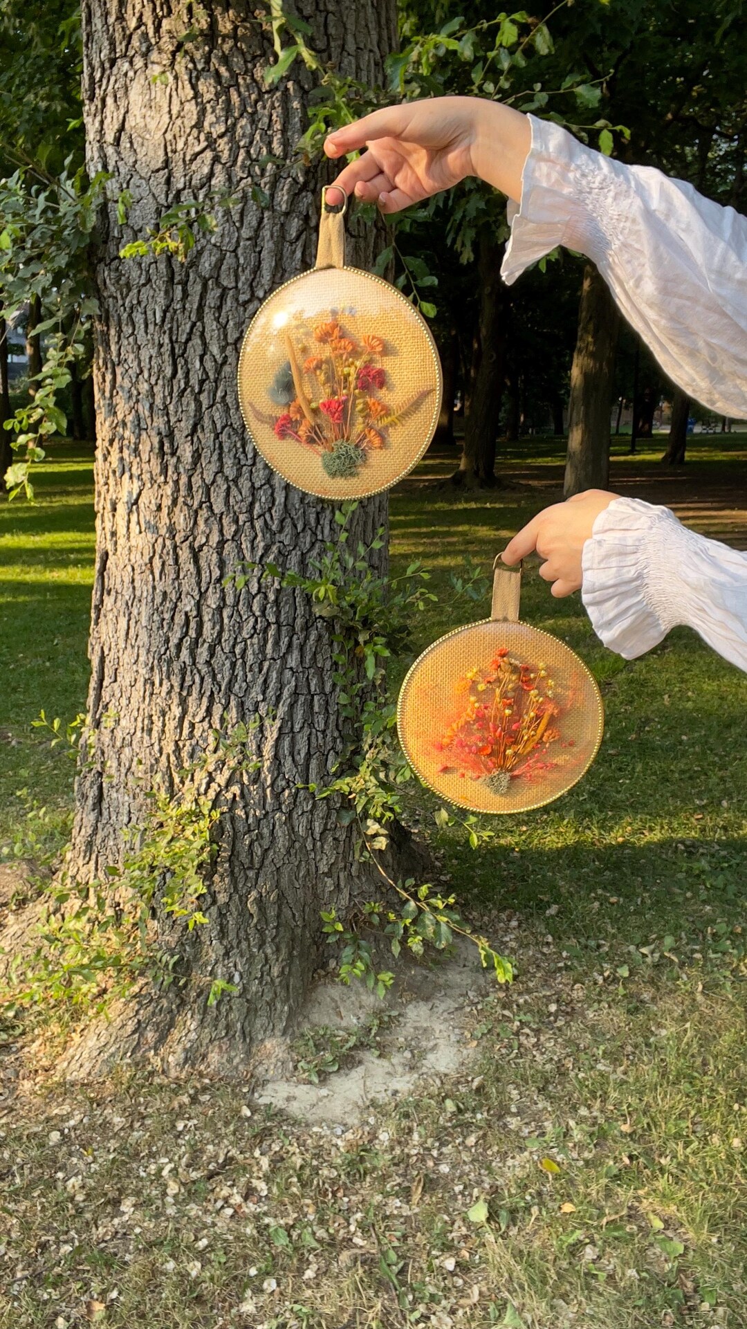 Vintage Italian Dried Flower Diorama Pair - Mid-century Bubble Glass ...