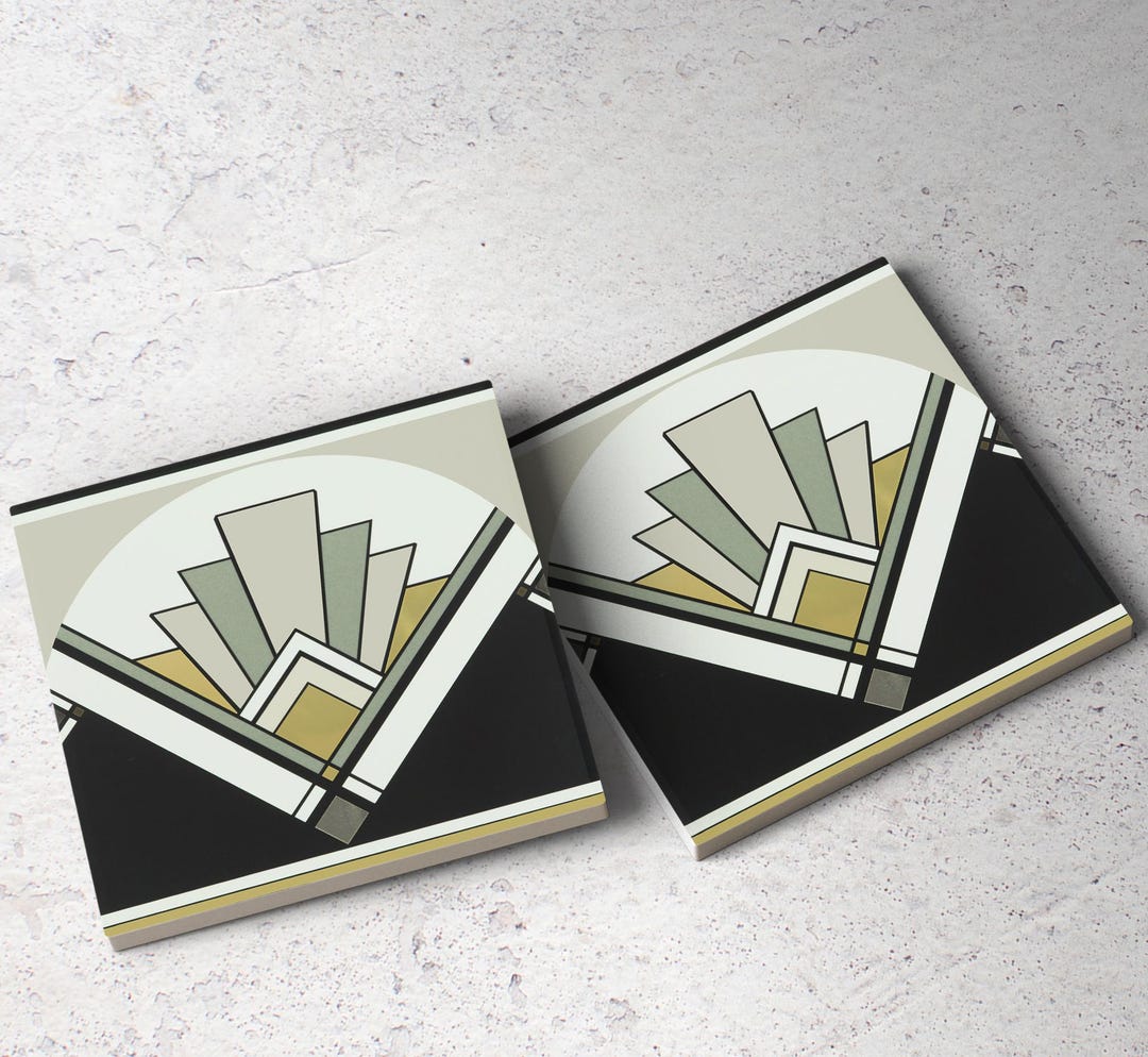 Art Deco Victorian Style Ceramic Tiles Hand Made Elegant Wall Decor for ...