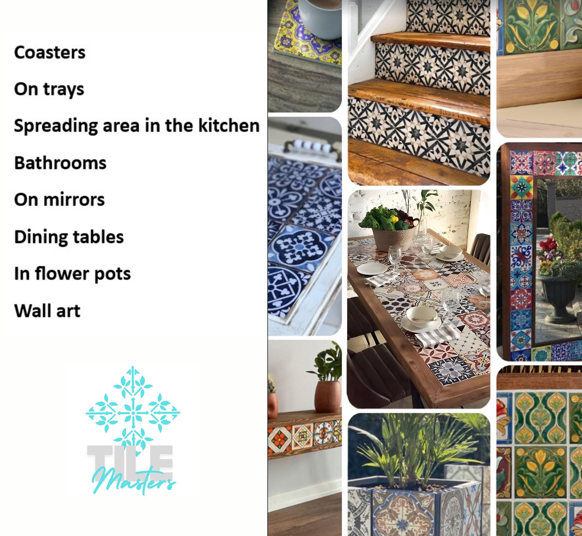 Delft Blue Floral Corner Tile Set of 5 Minimal Art Wall Tiles Kitchen ...