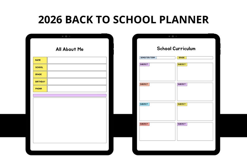 2026 Back to School Planner Printable | Student School Organizer ...