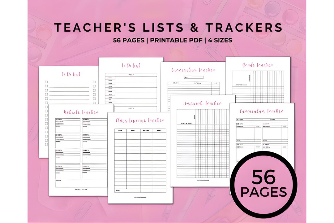 Teacher Planner Printable | Watercolor Pink Classroom Organizer ...