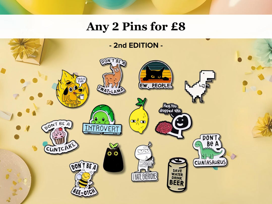 Any 2 Enamel Pins Deal Funny Enamel Pins Badge Pin Lapel Pin Collar Pin ...
