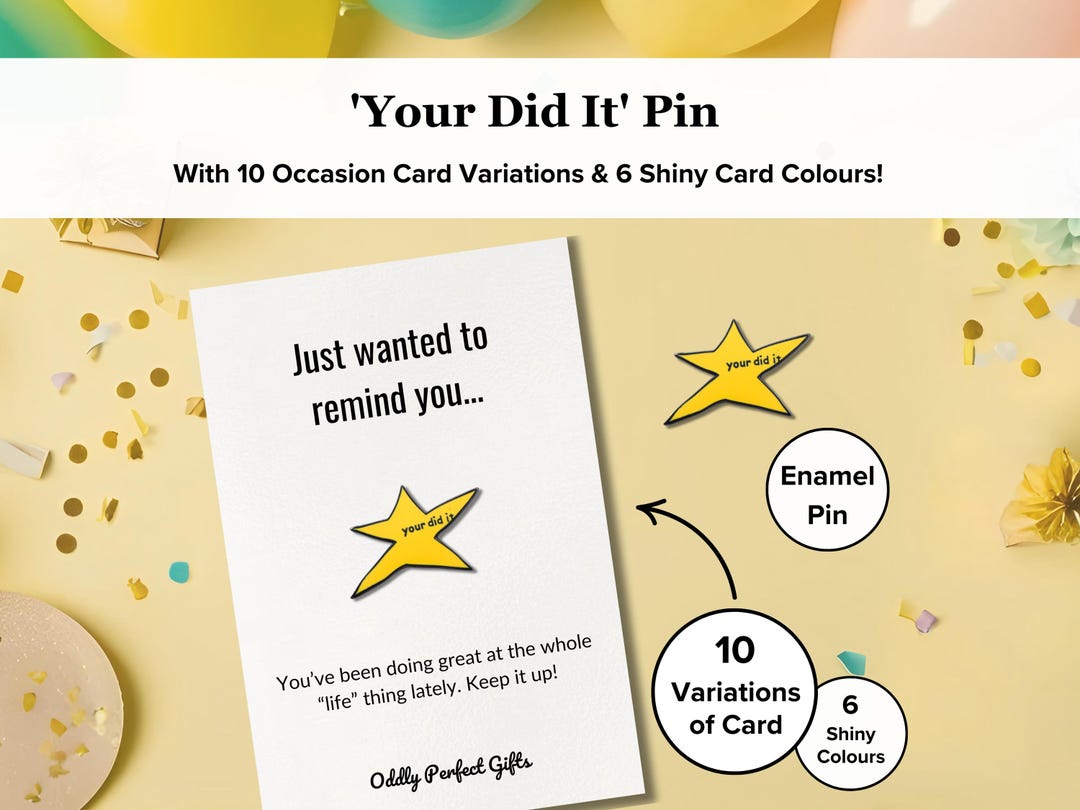 Your Did It Funny Enamel Pin | Gold Star Congratulations Pin Badge ...