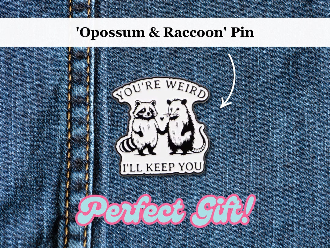 Opossum & Raccoon Funny Enamel Pin for Weirdos | Raccoon Lovers Pin ...