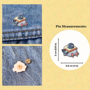 Pigeon Bird in Bread Funny Acrylic Pin | Cute Pigeon Pin Badge, Brooch ...