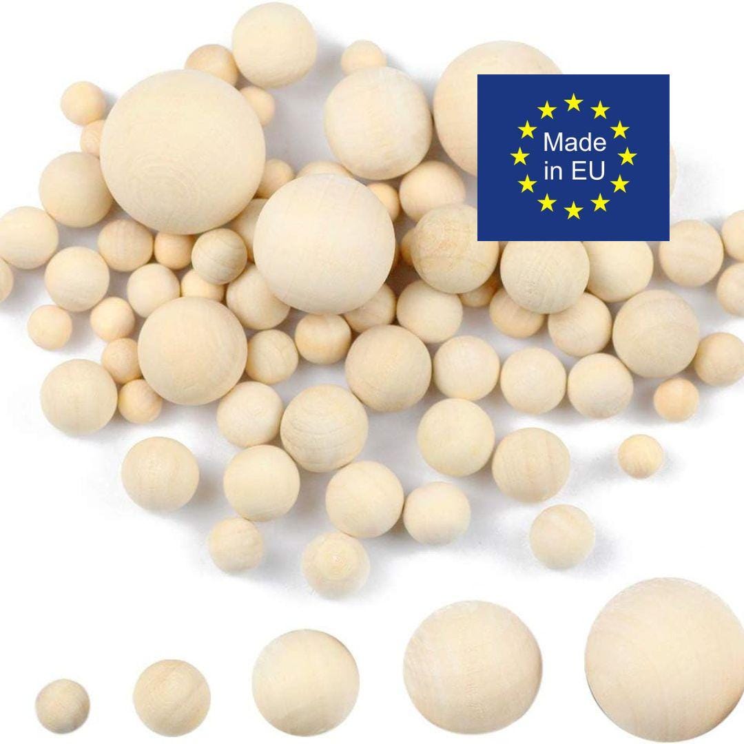 Wooden Balls, Wooden Balls Natural, Unpainted Large Small Wood Balls ...