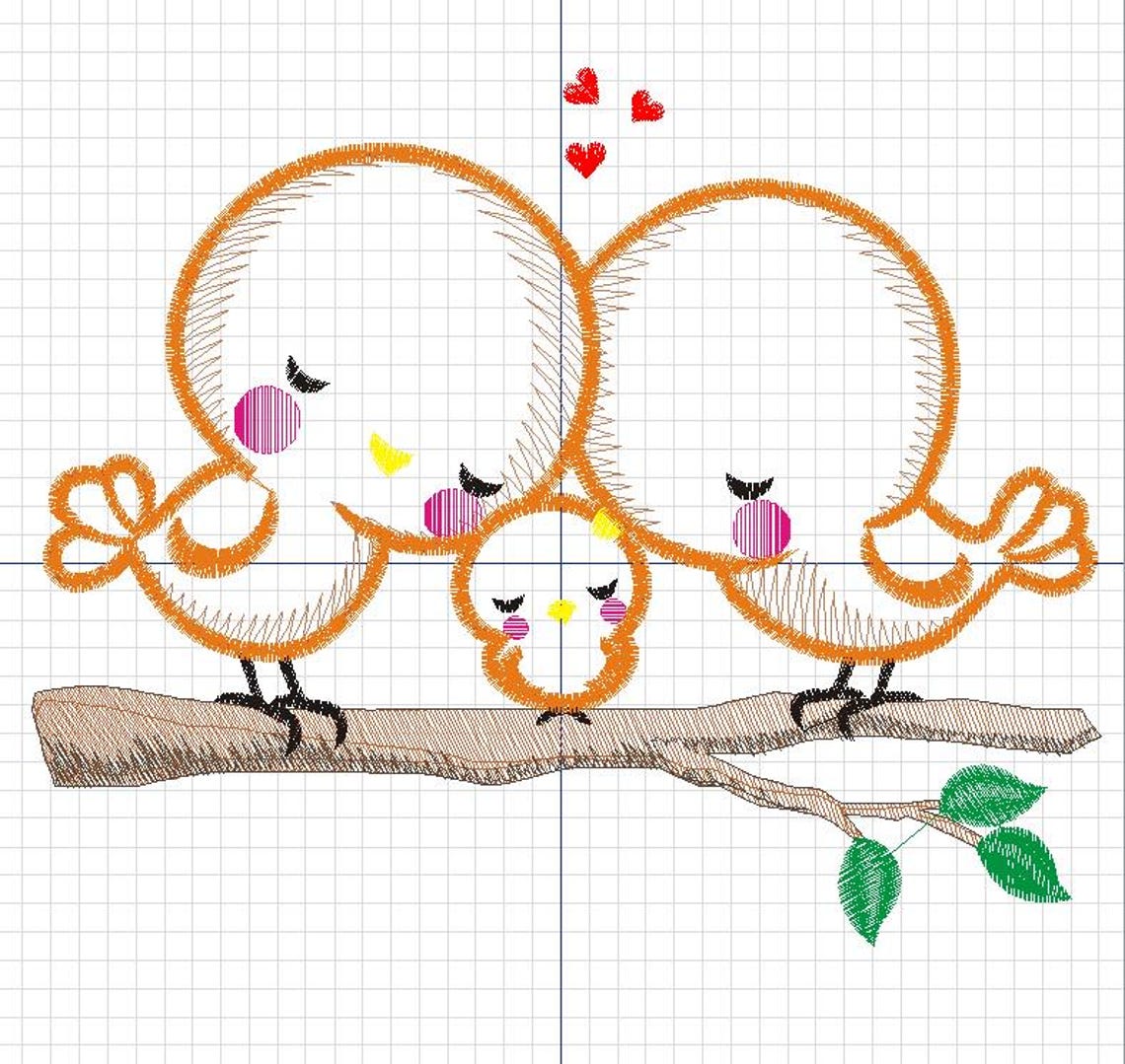 Bird Family Appliqué - Machine Embroidery Design (JEF File) - Etsy