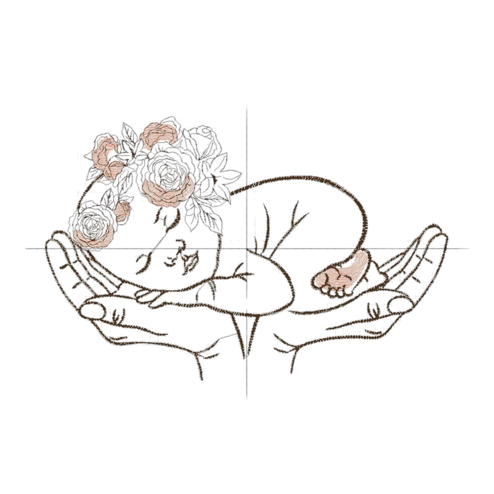 Newborn Baby in Hands Embroidery Design - Baby Embroidery Design - JEF ...