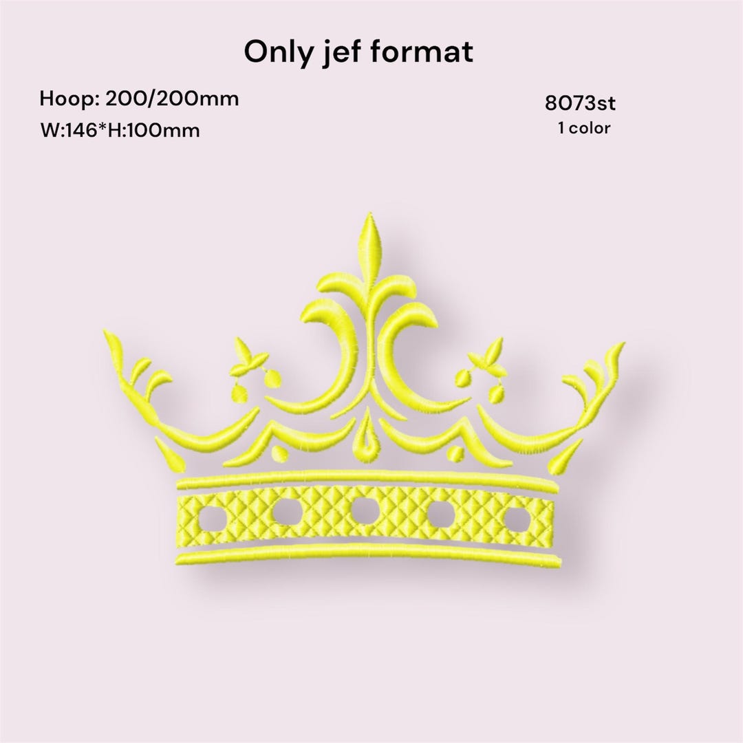 Royal Crown Embroidery Design – JEF Format for Machine Embroidery - Etsy