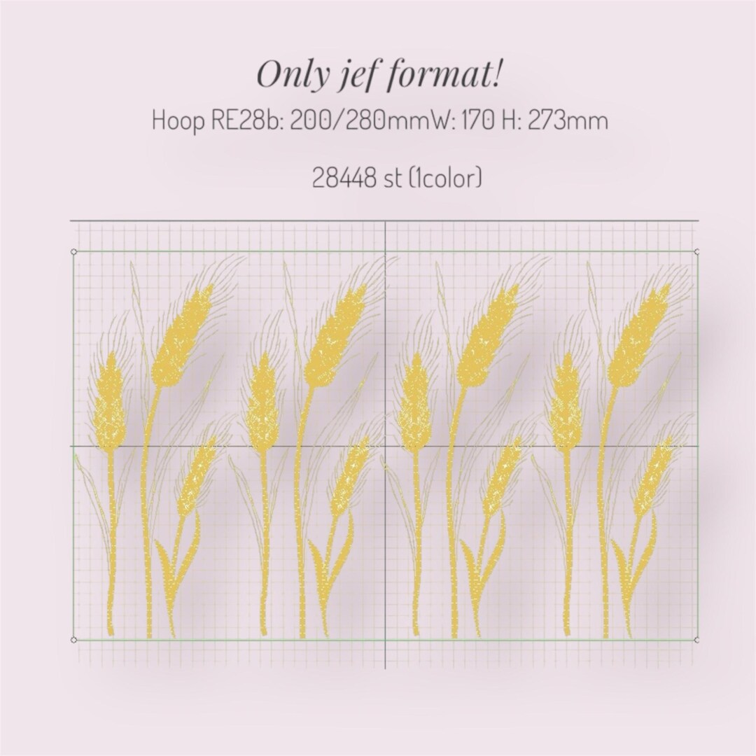 Wheat Embroidery Design - Janome JEF File (200x280mm) - Etsy