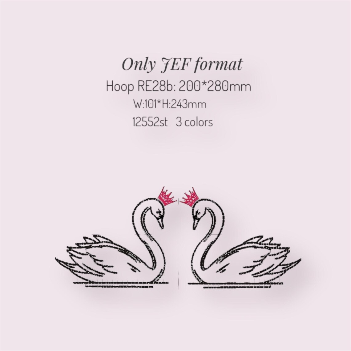 Wedding Swan Embroidery Design | Pair of Swans JEF File for Janome ...
