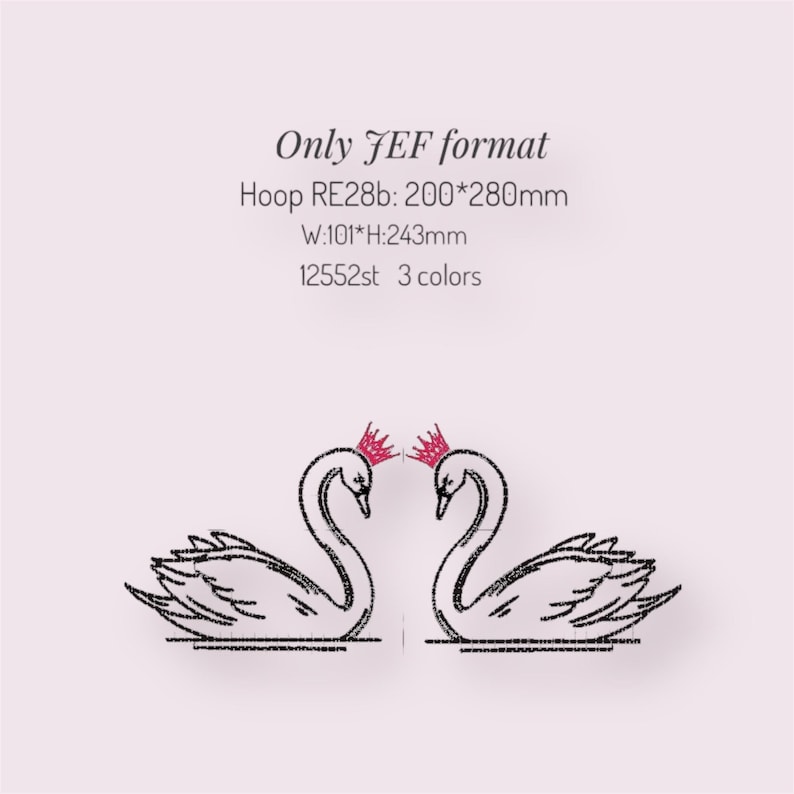 Wedding Swan Embroidery Design | Pair of Swans JEF File for Janome ...