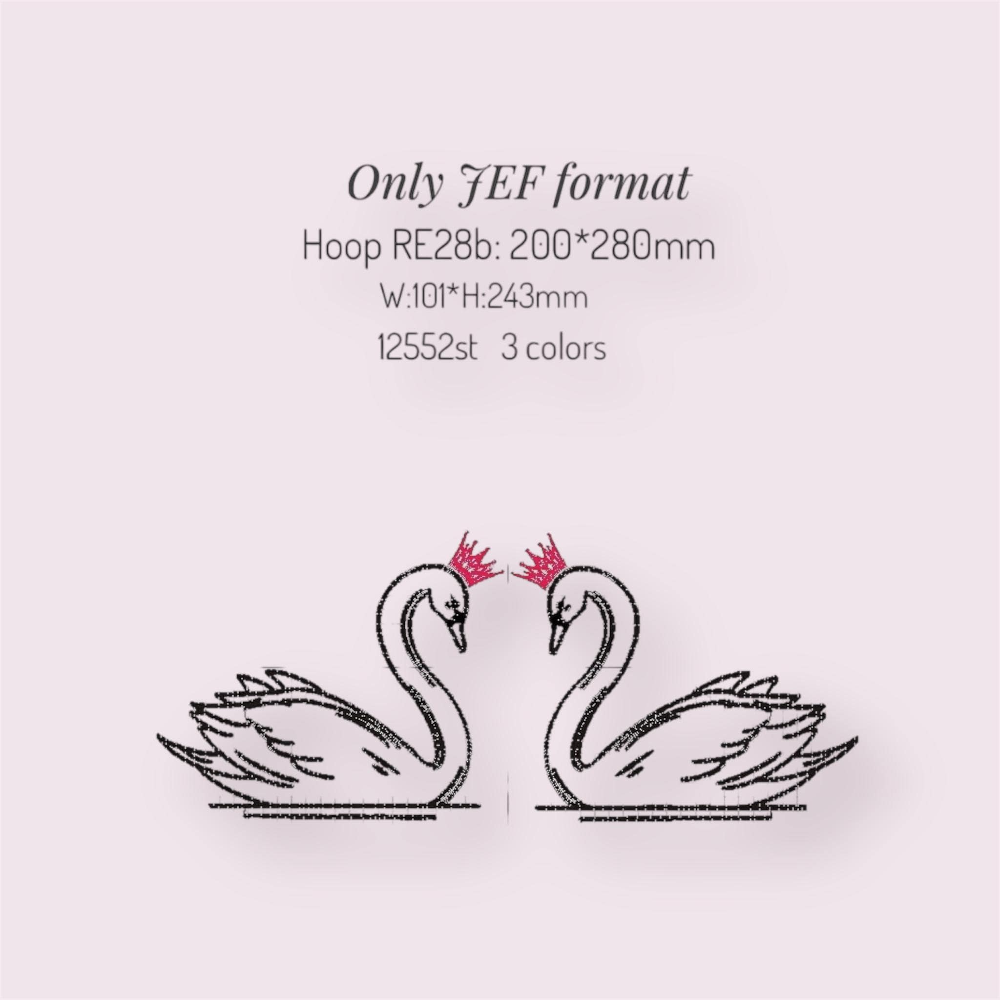 Wedding Swan Embroidery Design | Pair of Swans JEF File for Janome ...