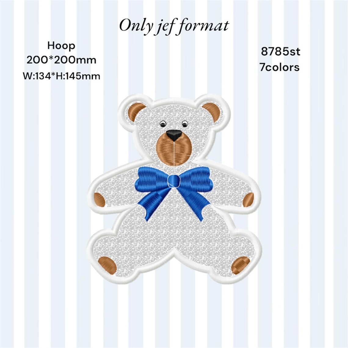 Adorable Bear Embroidery Design - JEF Format Applique for Machine ...