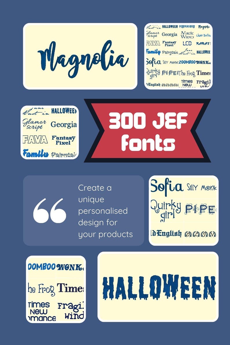 300 Embroidery Font JEF Format - 3 Sizes - Embroidery Font for Janome ...