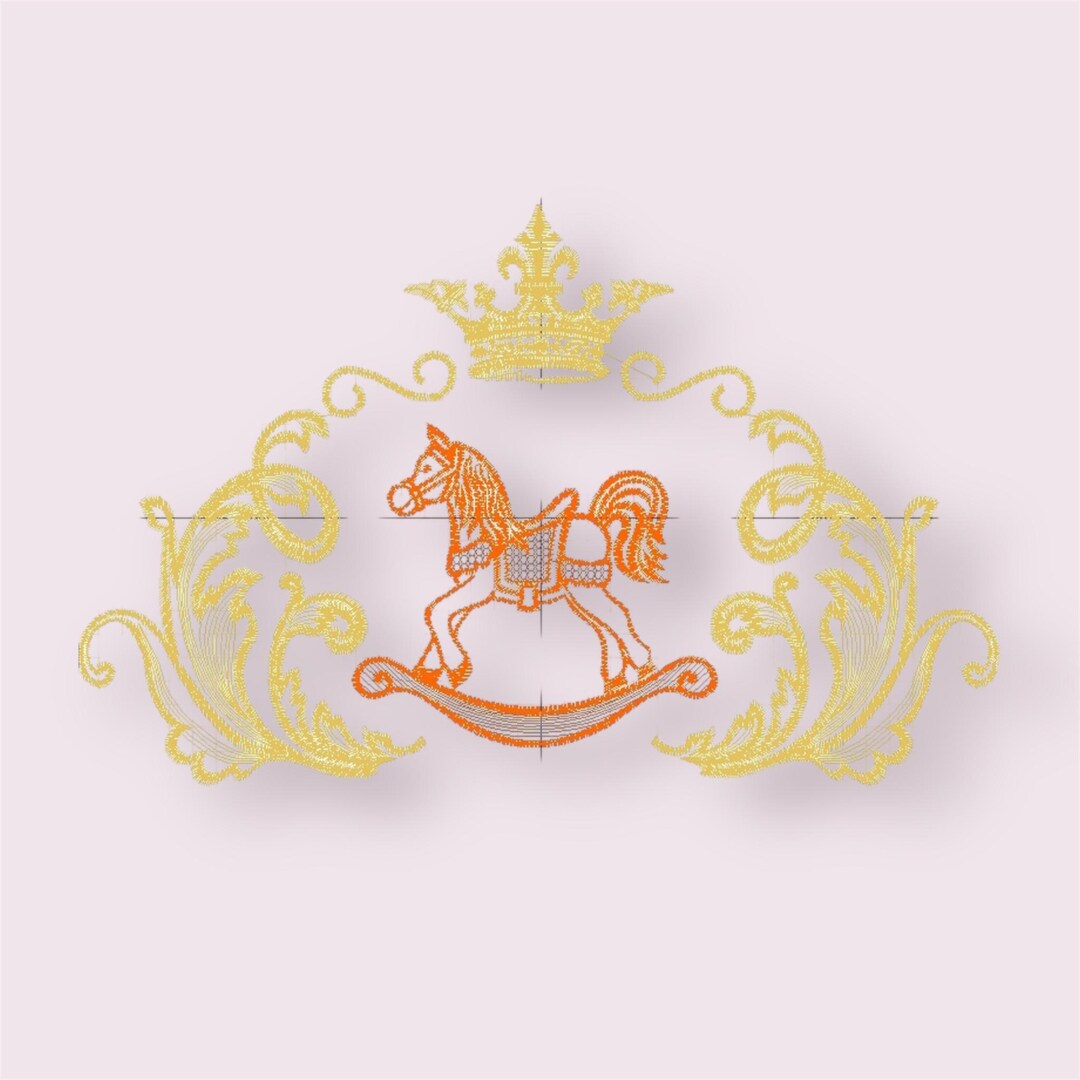 Clasic Rocking Horse Embroidery Design | Ornante Frame Jef | JEF File ...