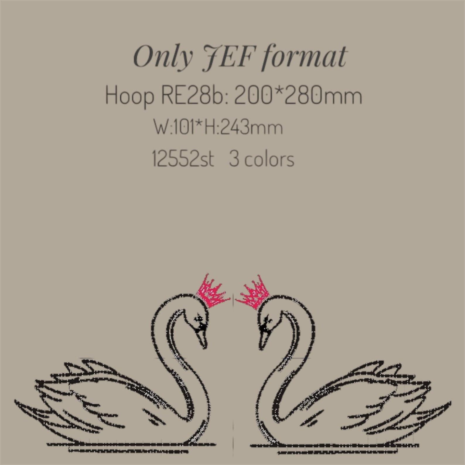 Wedding Swan Embroidery Design | Pair of Swans JEF File for Janome ...