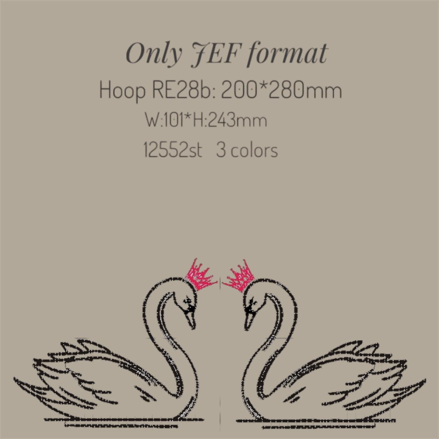 Wedding Swan Embroidery Design | Pair of Swans JEF File for Janome ...