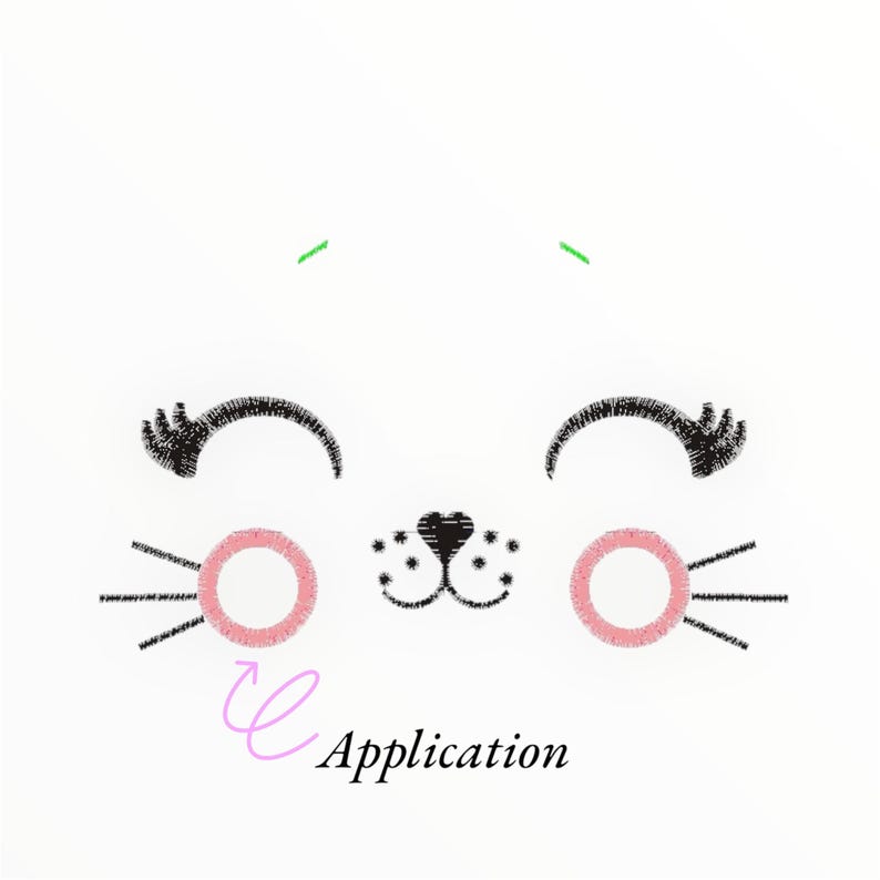 Cute Cat Face Embroidery Design - JEF File- Applique Cat Machine ...