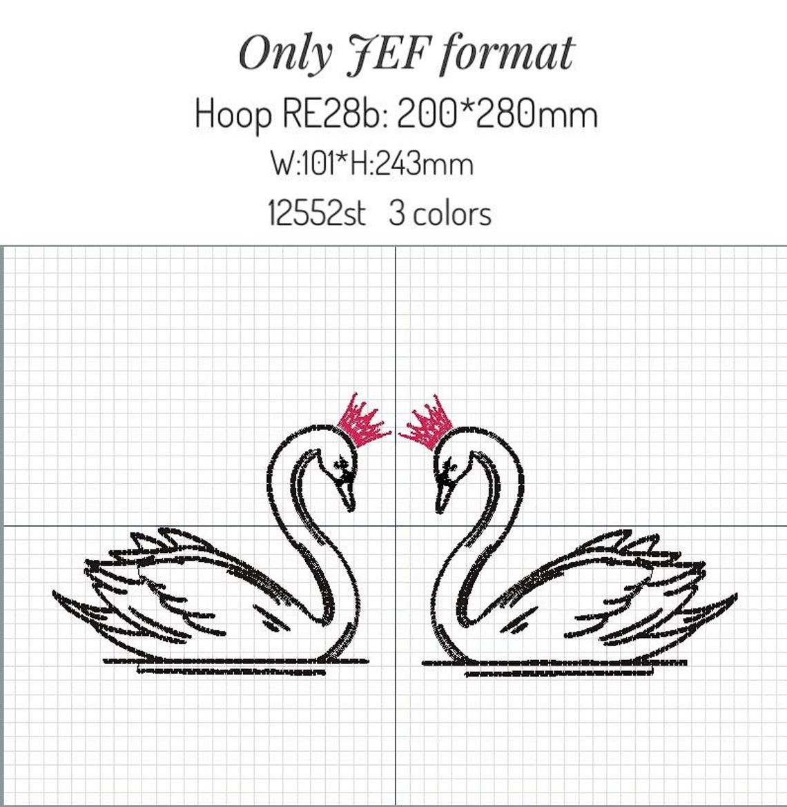 Wedding Swan Embroidery Design | Pair of Swans JEF File for Janome ...