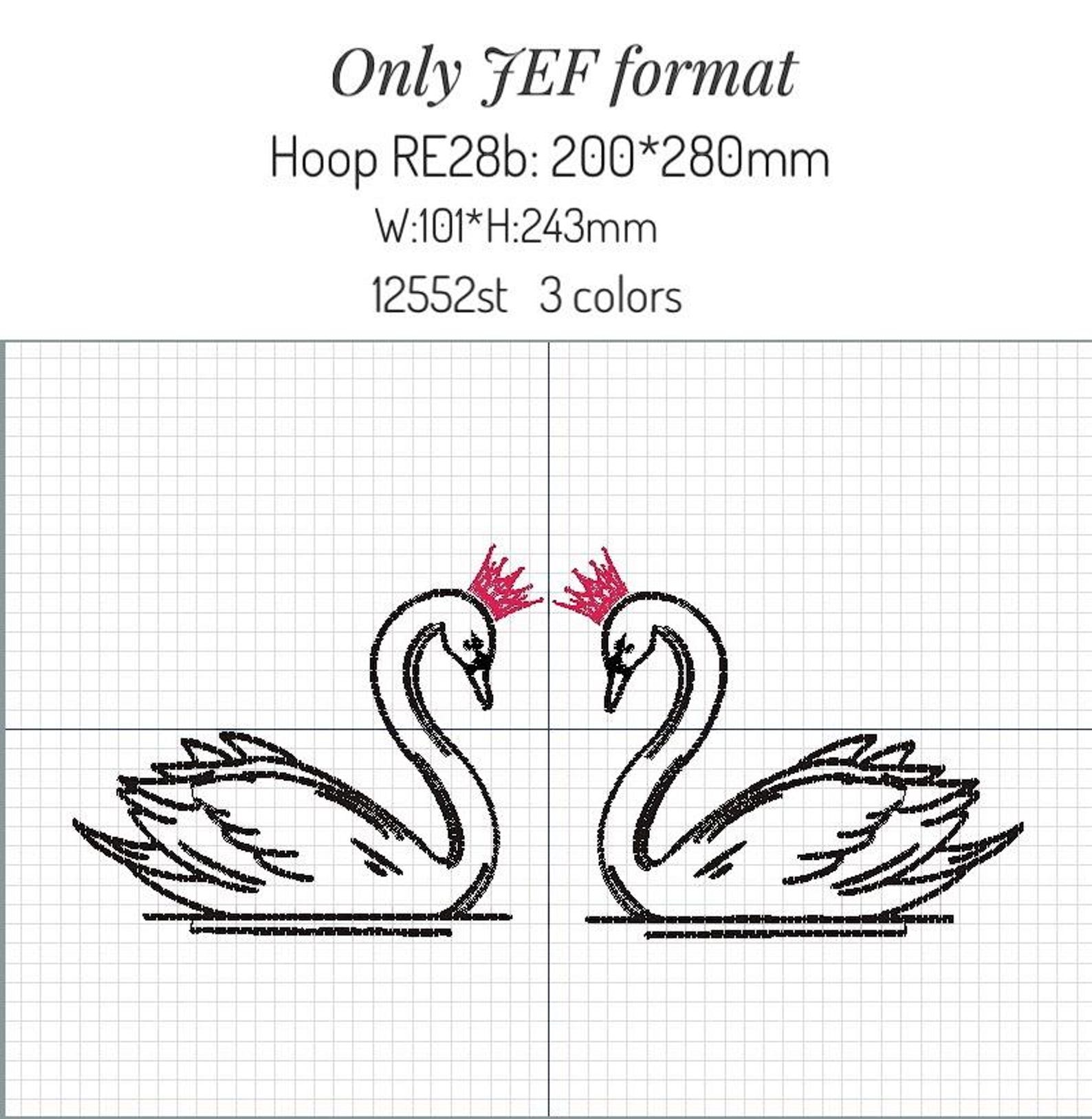 Wedding Swan Embroidery Design | Pair of Swans JEF File for Janome ...