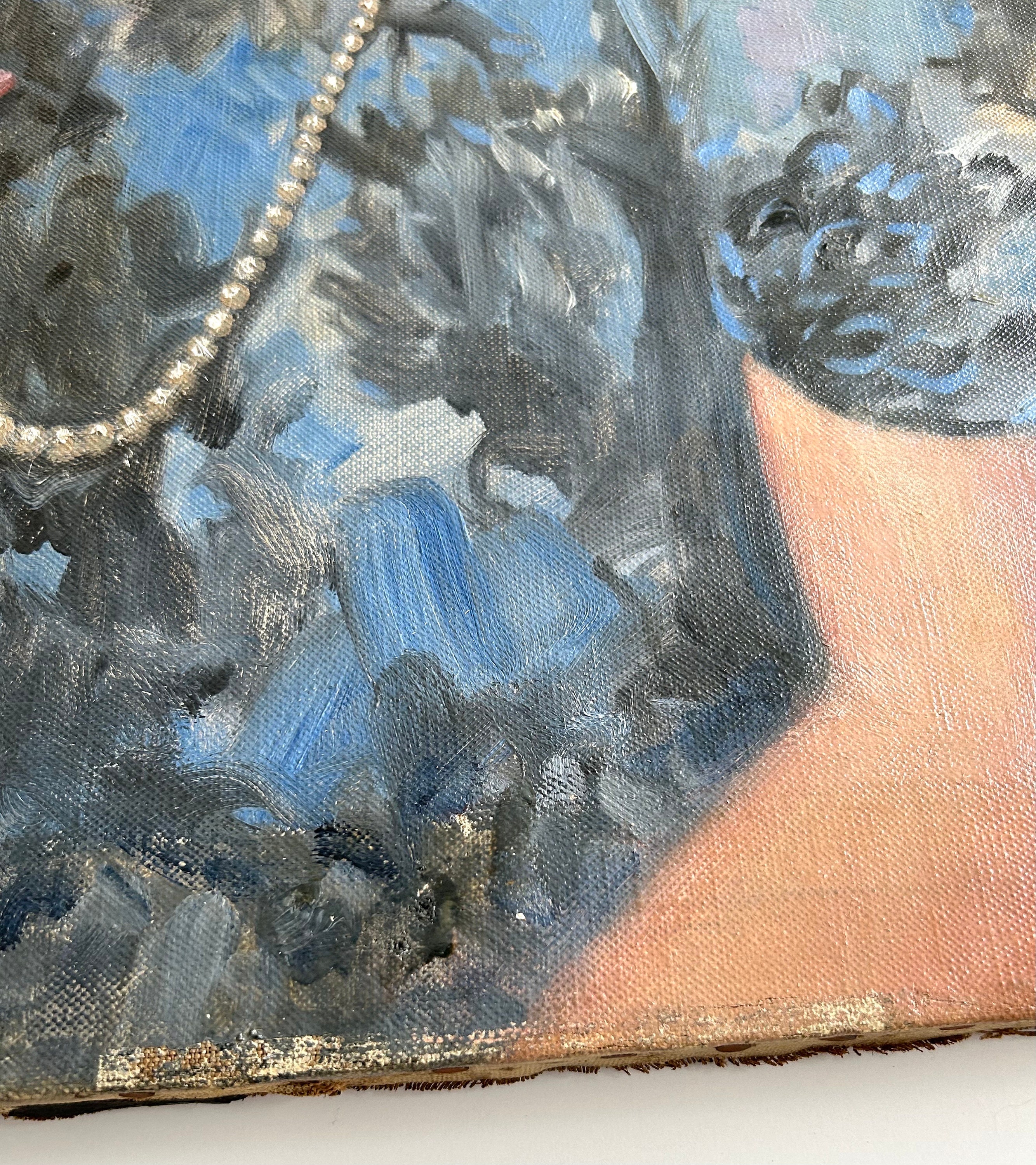 Antique Original Large Oil Painting of a Woman in Pearls by J D ...