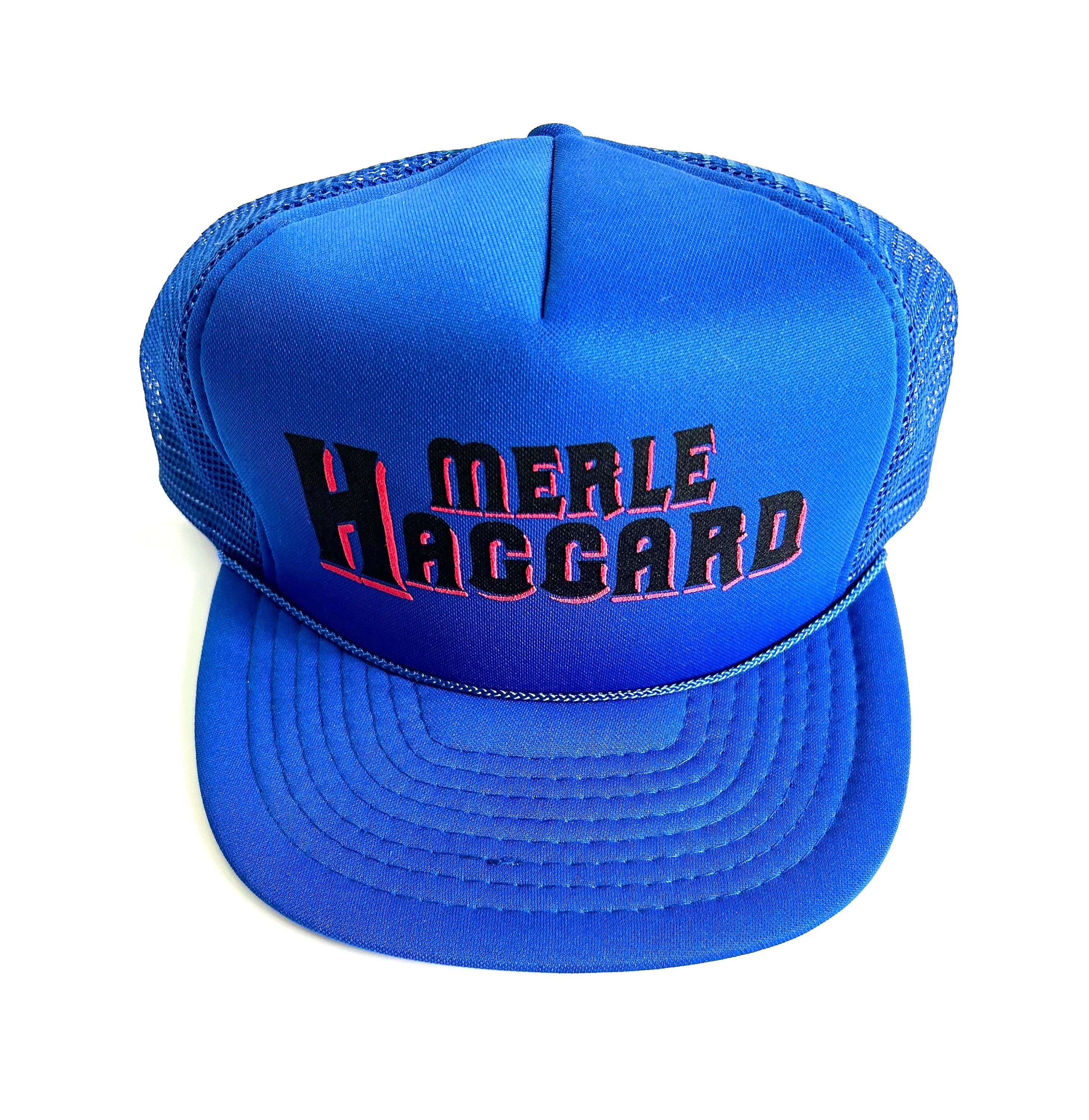 Vintage Merle Haggard Trucker Hat Electric Blue Mesh, Dad Grandpa One ...