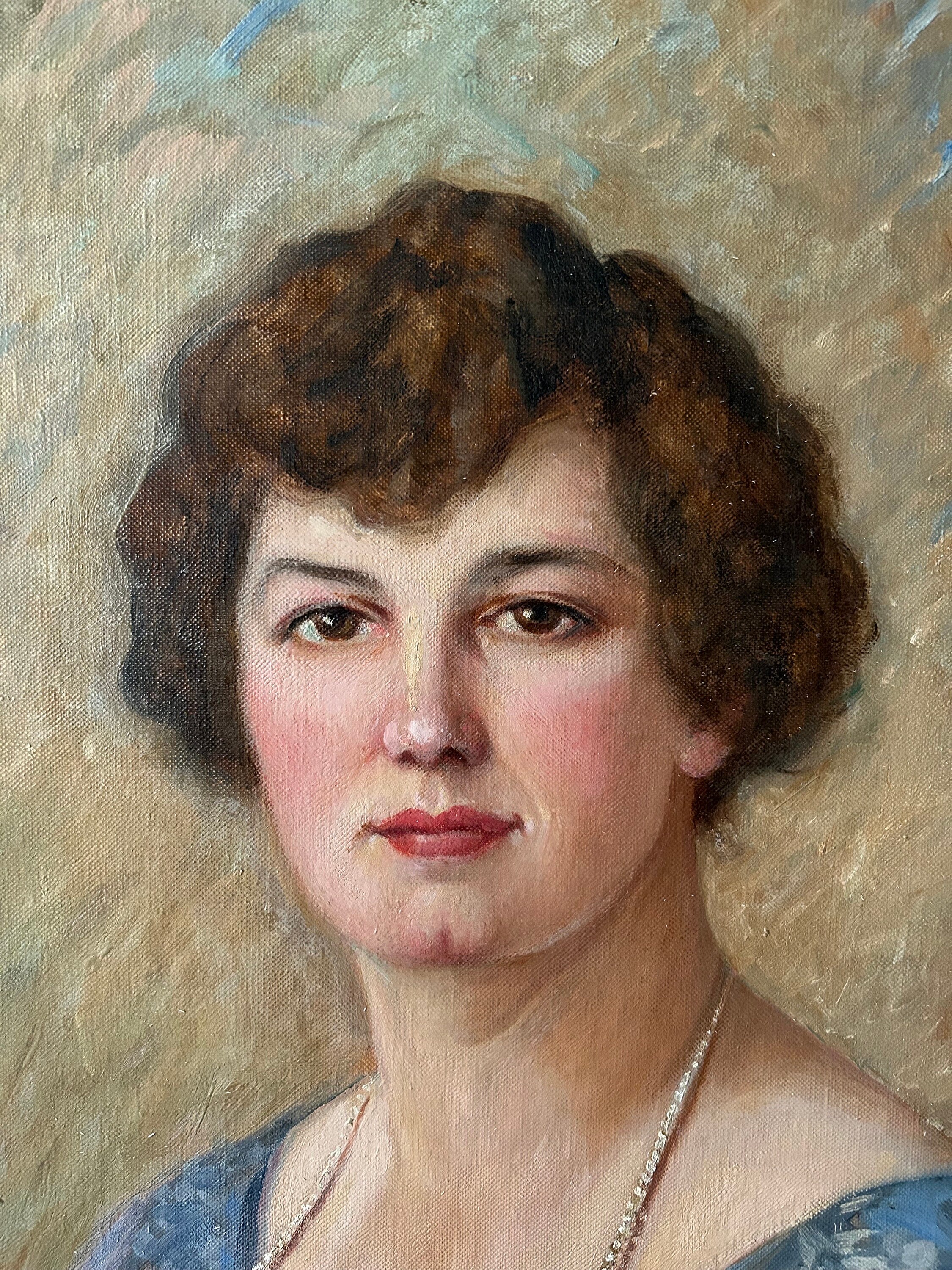 Antique Original Large Oil Painting of a Woman in Pearls by J D ...