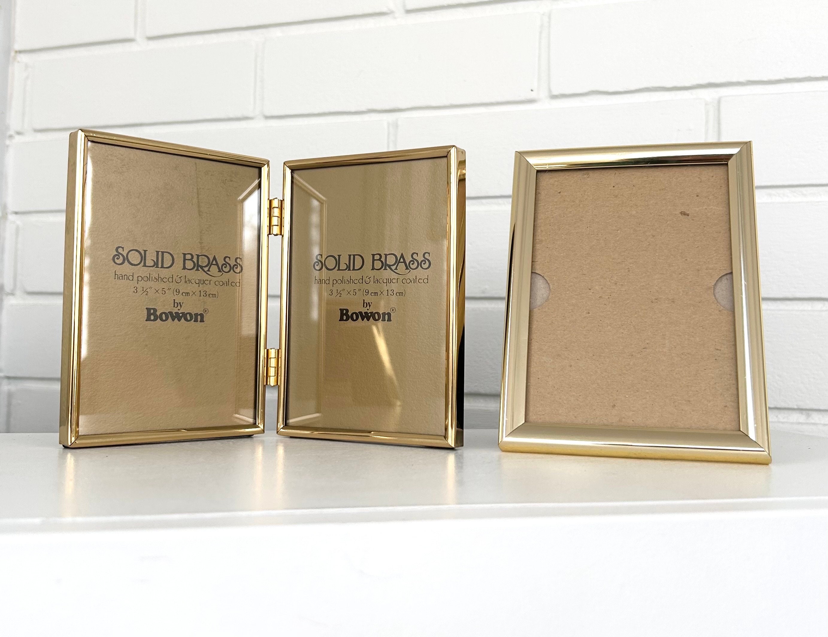 Lot of 5 Vintage Brass Metal Picture Frames 3x5 1x2 Small, Retro, Glass ...