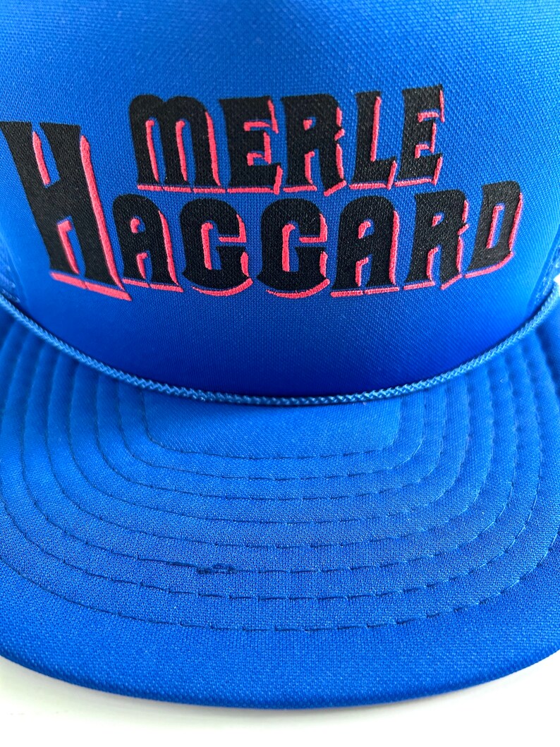 Vintage Merle Haggard Trucker Hat Electric Blue Mesh, Dad Grandpa One ...