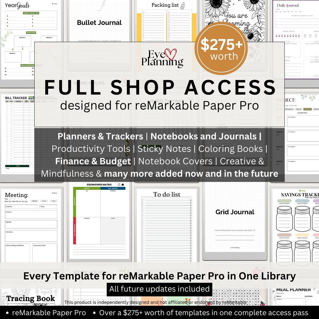 Full Shop Access for Remarkable Paper Pro – All Templates & Future ...
