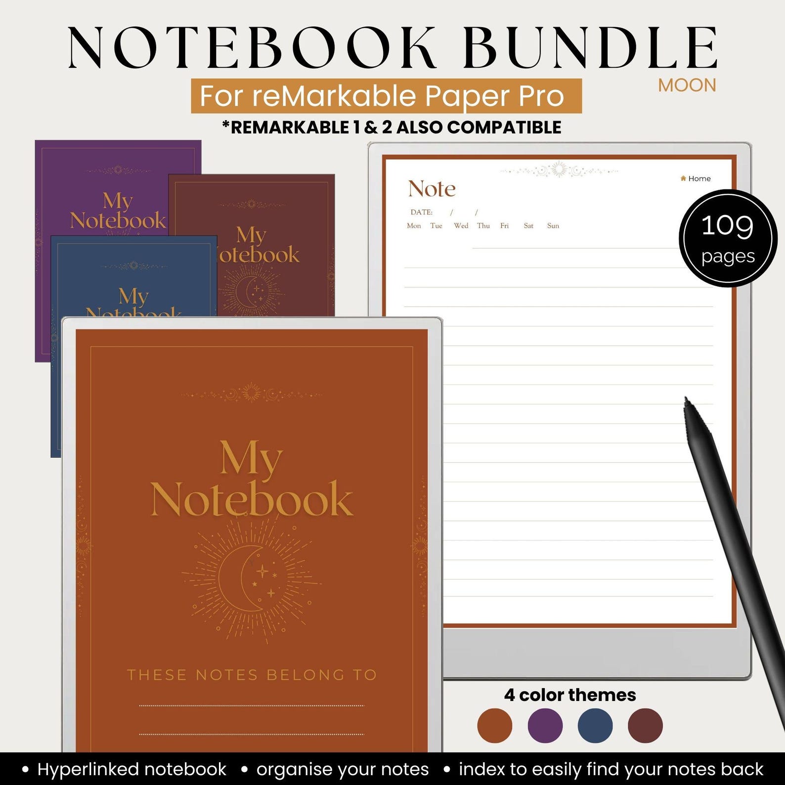 Hyperlinked Notebook Bundle for Remarkable Paper Pro | Note Taking ...