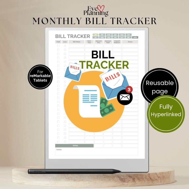 Monthly Bill Tracker for Remarkable Paper Pro | Subscription + Bill ...