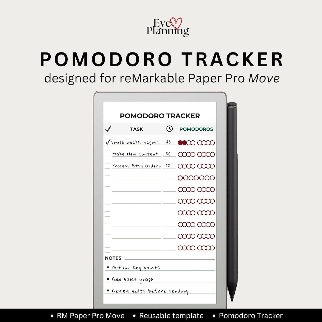 Pomodoro Tracker for Remarkable Move | Productivity Tool | Time Tracker ...