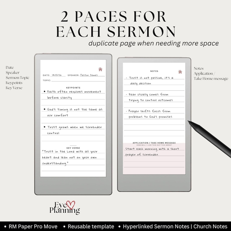 Sermon Notes for Remarkable Paper Pro Move | Christian Planner & Bible ...
