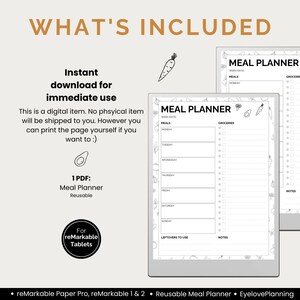 Weekly Meal Planner With Grocery List | 7 Day Menu Plan | Reusable ...