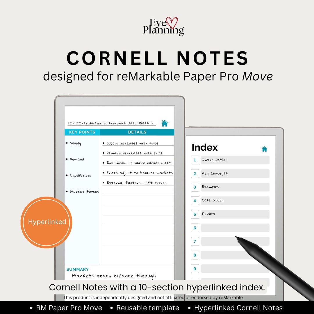 Cornell Notes for Remarkable Paper Pro Move | Cornell Note Taking ...