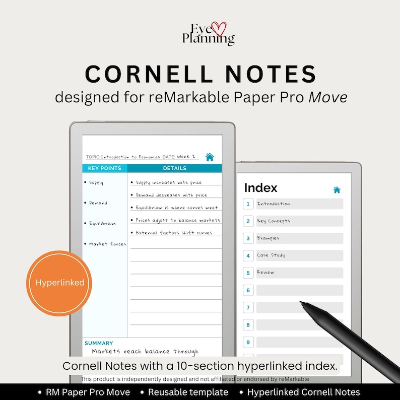 Cornell Notes for Remarkable Paper Pro Move | Cornell Note Taking ...