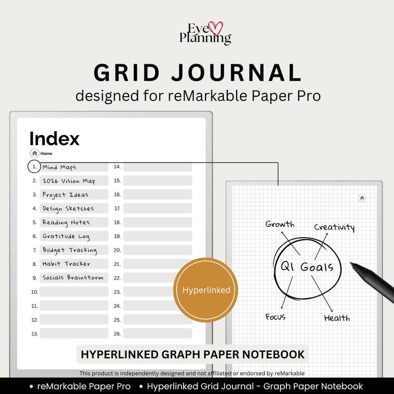 Grid Journal for Remarkable Paper Pro | Graph Paper Notebook, Bullet ...