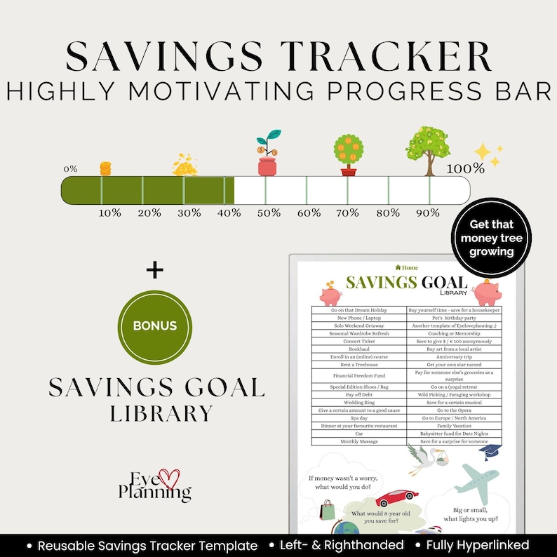 Savings Tracker for Remarkable Paper Pro | Hyperlinked Savings Goal ...
