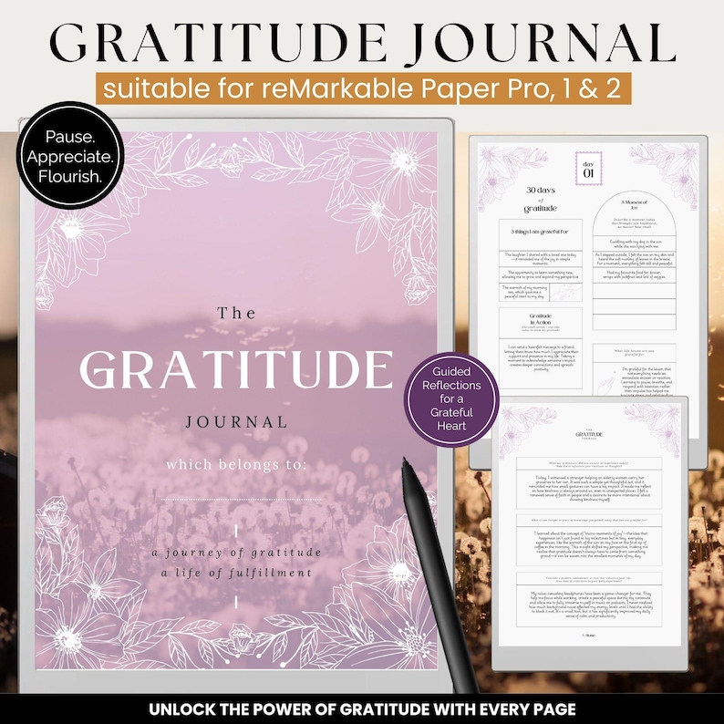 Digital Guided Gratitude Journal for Remarkable Paper Pro & Remarkable ...