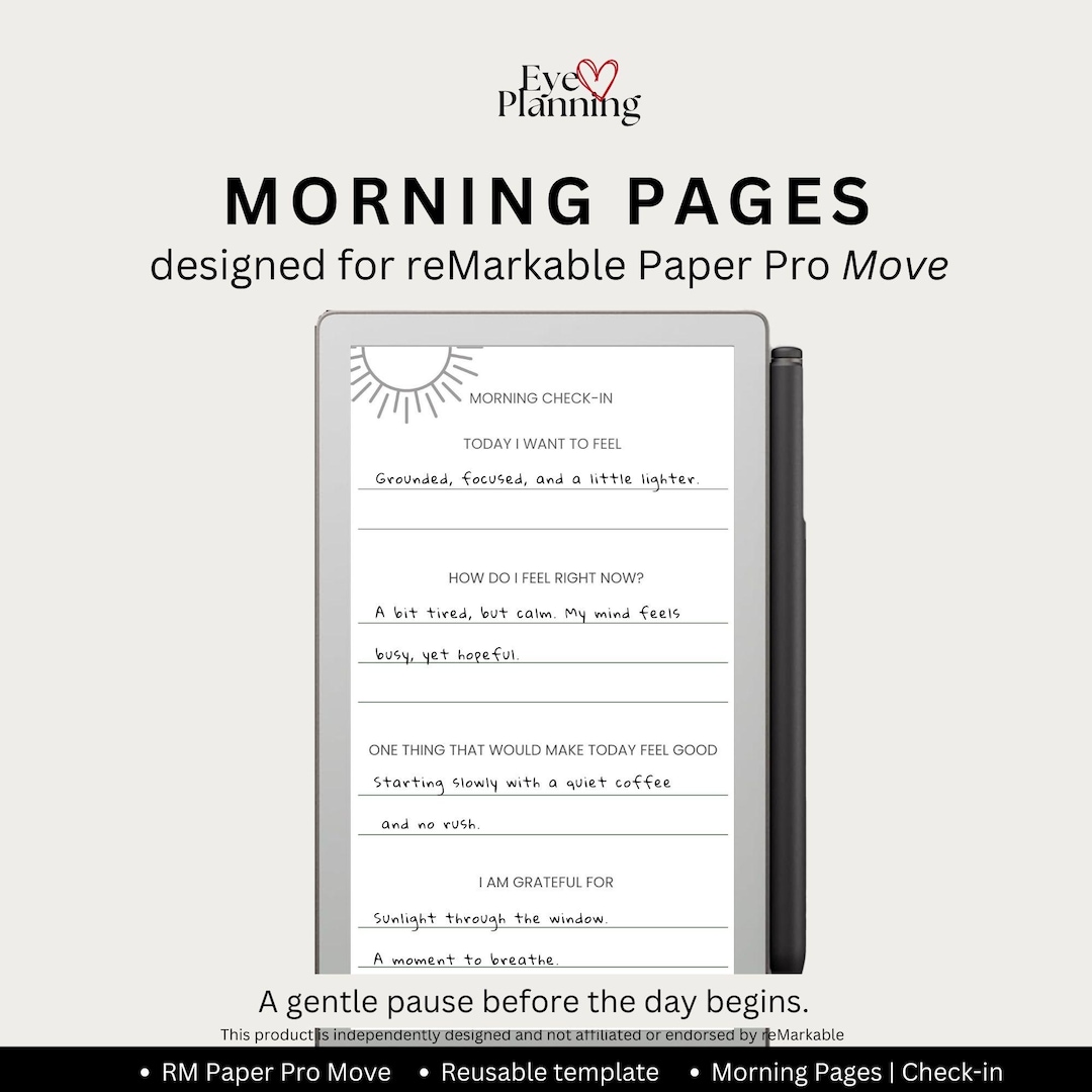 Morning Pages for Remarkable Paper Pro Move | Gentle Morning Journal ...