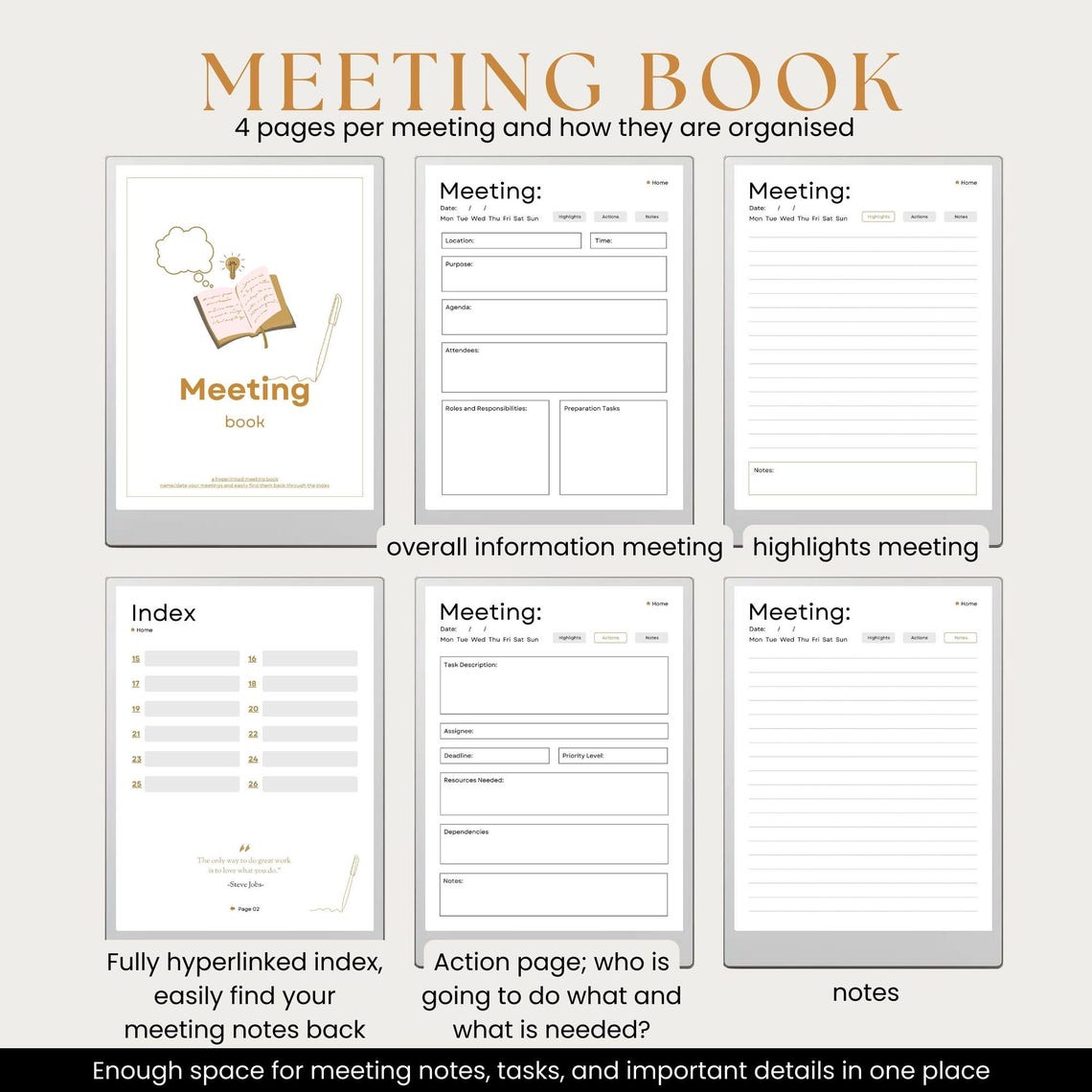 Bullet Journal Meeting Book Bundle for Remarkable Paper Pro Digital ...