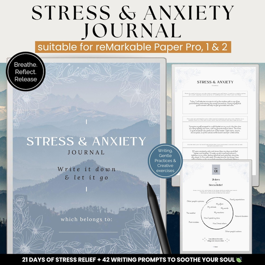 Stress & Anxiety Journal | Guided Journal | Writing Prompts | Stress ...