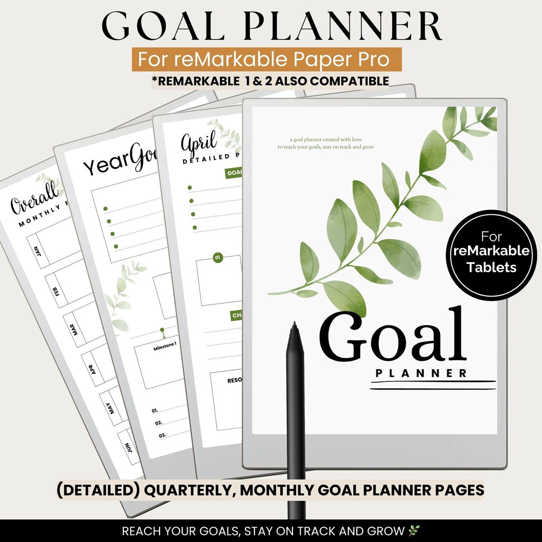 Goal Planner for Remarkable Paper Pro | Quarterly and Monthly Goal ...
